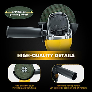 Cordless Angle Grinder for Dewalt 20v Batteries, 6600RPM Brushless Electric Grinder, 4 Variable Speed Metal Grinder for 4.9''Wheels with Adjustable Auxiliary Handle for Cutting, Polishing（No Battery)