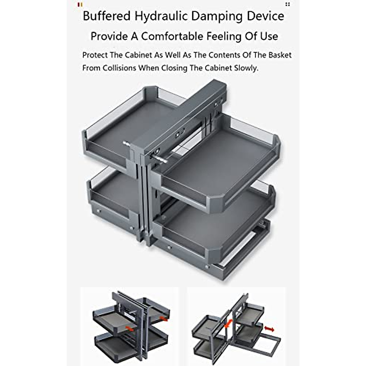 18 Inch Blind Corner Cabinet Pull Out, Soft Close Heavy Duty Slide Out Kitchen Corner Cabinet Organizer with 2 Tier 4 Shelf Baskets, Left Or Right Universal,Left