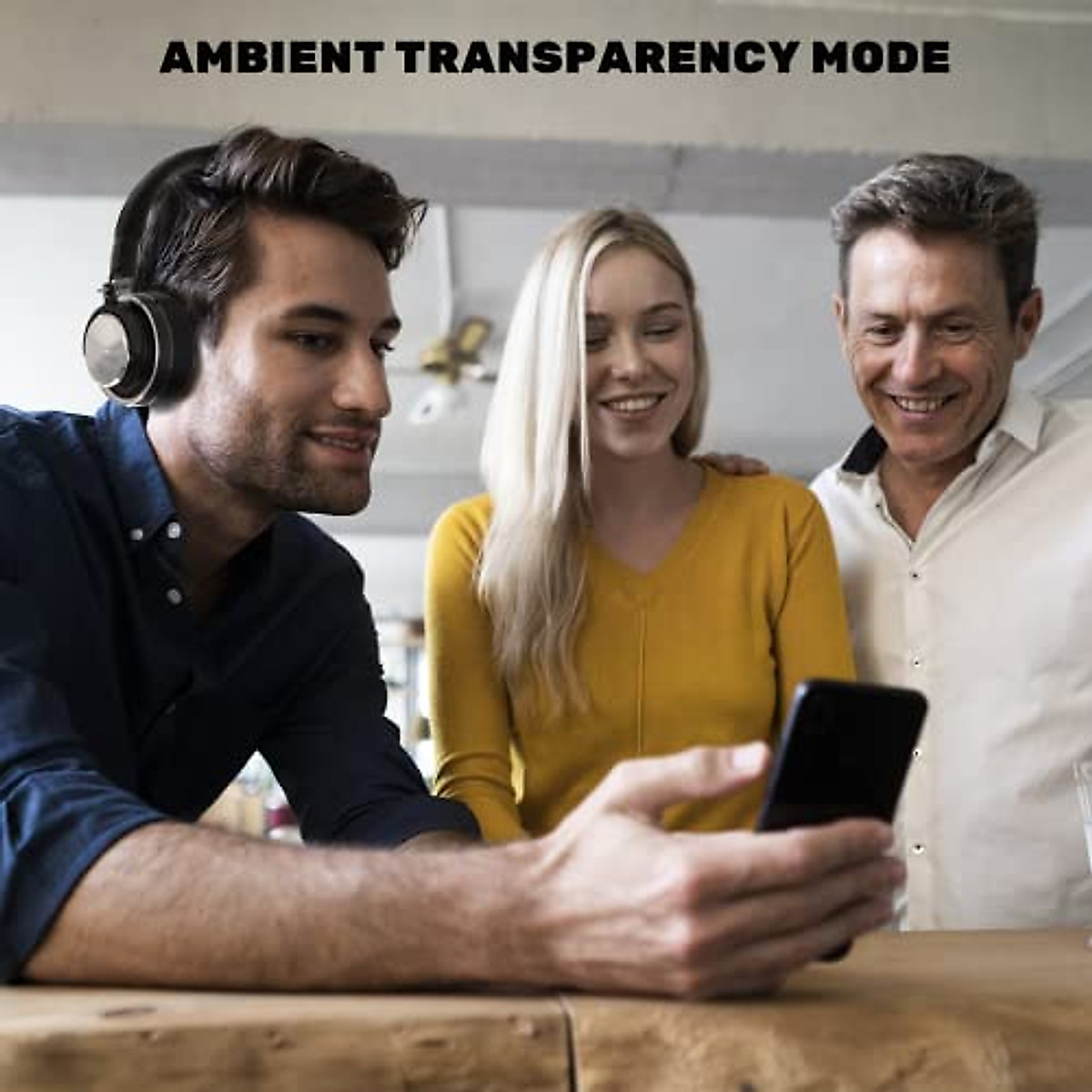 targeal Over Ear ANC Headphones Wireless Bluetooth - High Fidelity Stereo Studio Headphones with Mic - Active Noise Canceling/Ambient Transparency Mode - 40mm Driver