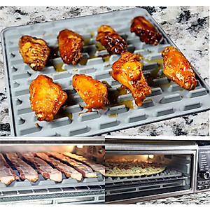 Silicone Roasting Mat and Silicone Baking Mat Combo for Air Fryer Oven - Set of 3 Food Safe, Non-Stick Baking Mat and Silicone Roasting Racks with Bonus Non-Stick Oven Liner