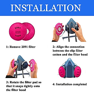 strolfay 10PCS (5Pack) 2091 P-100 Particulate Filter,Installed on 2091 Filter for Respirator,Replacement for 6000 6200 6800 7000 7502 FF-4 Series,2091 Filters Against Painting,Cutting,Woodworking