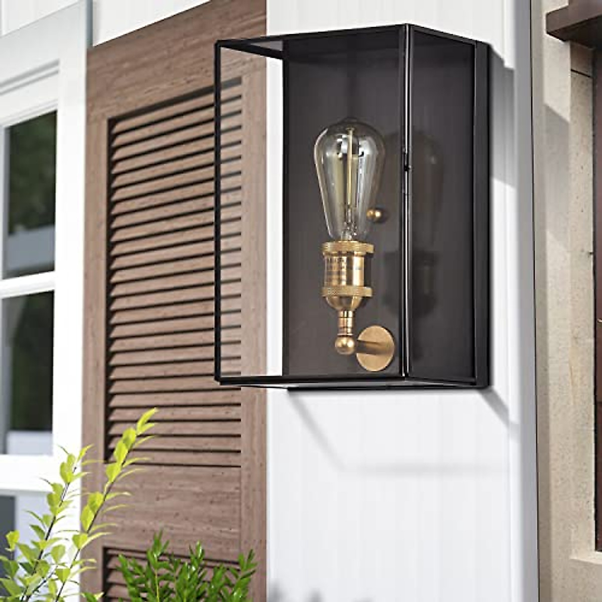 c cattleya Outdoor Wall Light Fixture, Brass Exterior Wall Lantern Sconce, Waterproof Outdoor Wall Mount Front Porch Light with Unique Door Design for Garage Garden Patio Staircase Balcony