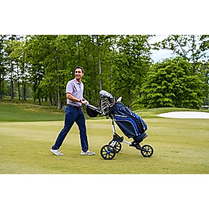 Bag Boy Nitron 3 Wheel Golf Push Cart, Easy 1 Step Open and Fold, Scorecard Console, Beverage Holder, Mobile Device Holder, Handle Mounted Parking Brake