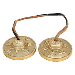 Ajuny Tibetan Tingsha Cymbals Meditation Handcrafted Buddhist Meditation Yoga Chime Bells Embossed With OM Mane Padme Hum Symbols Manjira Healing Instrument Spiritual Gifts
