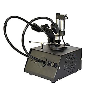 Radical Gemology Gemstone Diffraction Prism Spectroscope w Scale on Professional Stand with Dual Fibre Optic Light, Transmitted Halogen, Scale Illuminator & Gem Clamp