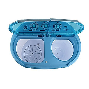 Upgraded Version Pyle Portable Washer & Spin Dryer, Mini Washing Machine, Twin Tubs, Spin Cycle w/ Hose, 11lbs. Capacity, 110V - Ideal For Compact Laundry