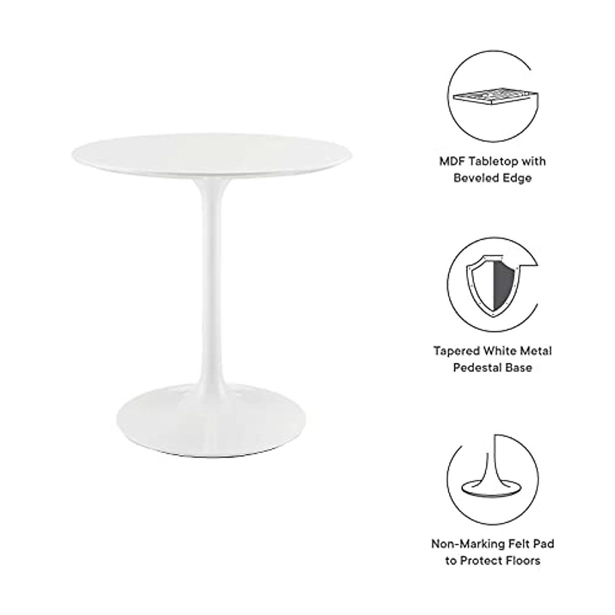 Modway Lippa 28" Mid-Century Modern Bar Table with Round Top and Pedestal Base in White