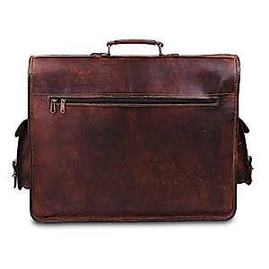 HULSH Vintage Leather Laptop Bag for Men Full Grain Large Leather Messenger bag for men 18 inches with rustic look Best leather briefcase