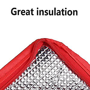 musbus 2-Pack XL-Large Insulated Grocery shopping bags, Red, Reusable, Heavy Duty, zipped zipper,Collapsible,tote,cooler,groceries,for car,Recycled Material Warm Foldable bag