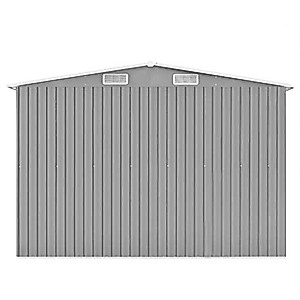 INLIFE Garden Storage Shed with 4 Vents Metal Steel Double Sliding Doors Outdoor Tood Shed Patio Lawn Care Equipment Pool Supplies Organizer 101.2"x154.3"x71.3"