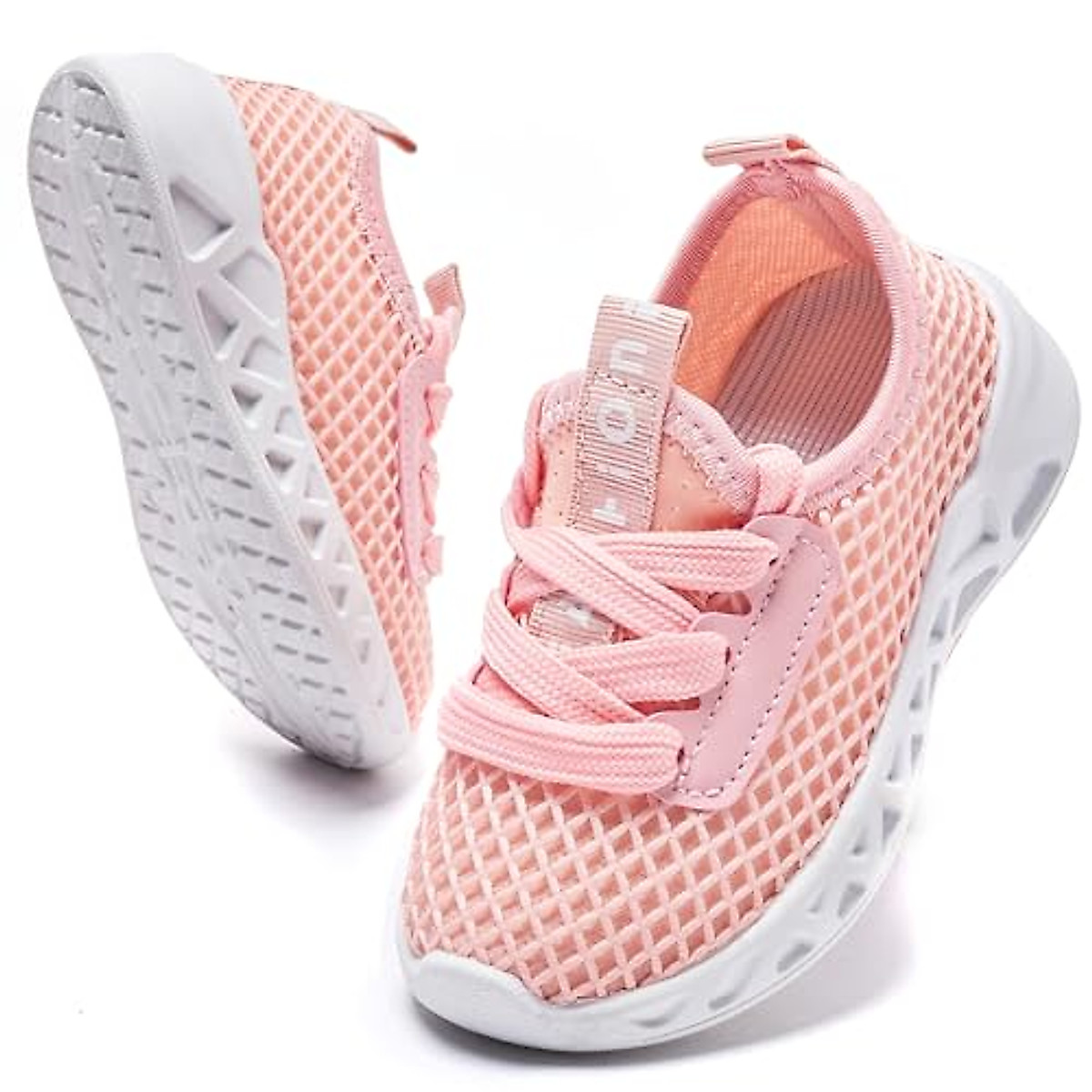 Qvxkd Girls Shoes Boys Running Breathable Lightweight Sneakers for Kids_Pink_2Big Kid