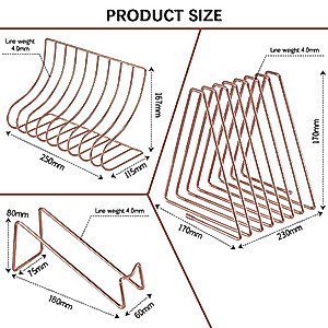 Fameskey Book Sorter Organizer Metal Wire Desk File Sorter Accessories Set, 9 Slot Adjustable Triangle Display Folder Stand, Magazine File Holder, Red Wine Shelf, for Home Office - Gold