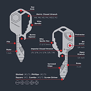 KeySmart Keychain Multitool - Bottle Opener Keychain TSA Approved, 16-in-1 Multifunction Key Shaped Pocket Multi-Tool, Keychain for Men Gift - AllTul Ghost