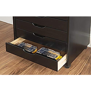 Linon Six Drawer Rolling Storage Corinne Cart, Black 6