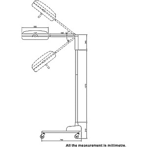 EustomA LED Shadowless Exam Light Floor Portable Mobile Lamp 25LED Bulbs 180°Rotation FKLED-5