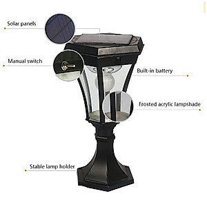 MODEBHD Outdoor Solar LED Post Light, Waterproof IP65 Villa Courtyard Fence Post Lantern, European-Style Simple Pillar Light, Die-cast Aluminum Garden Post Lamps, Moisture-Proof Traditional Landscape