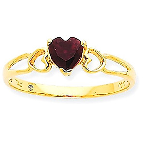 IceCarats 10K Yellow Gold Red Garnet Heart Love Ring Gemstone Band January Birthstone Jewelry Size 7