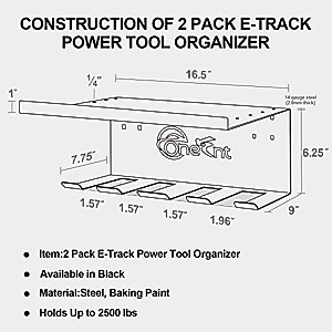 2Pack E-Track Power Tool Organizer|E Track Power Tool Holder Hanger for Trailer Accessories-E-Track Drill Holder Wall Mount|E Track Accessories for Enclosed Trailer-Utility Storage Rack in Garages