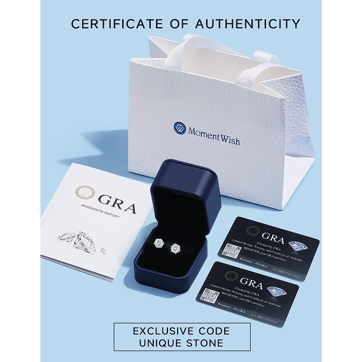 MomentWish Moissanite Earrings, 1Carat Stud Earrings for Women, D Color VVS1 Simulated Diamond 925 Sterling Silver Halo Earrings