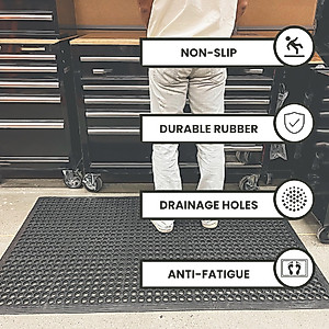 Envelor 2-Pack Anti Fatigue Rubber Floor Mat Non-Slip Restaurant Mat for Floors Bar Mat Drainage Mat Doormat Door Mat Utility Garage Floor Mat Home Mat Anti Slip Entry Mat 36 x 60 Inches
