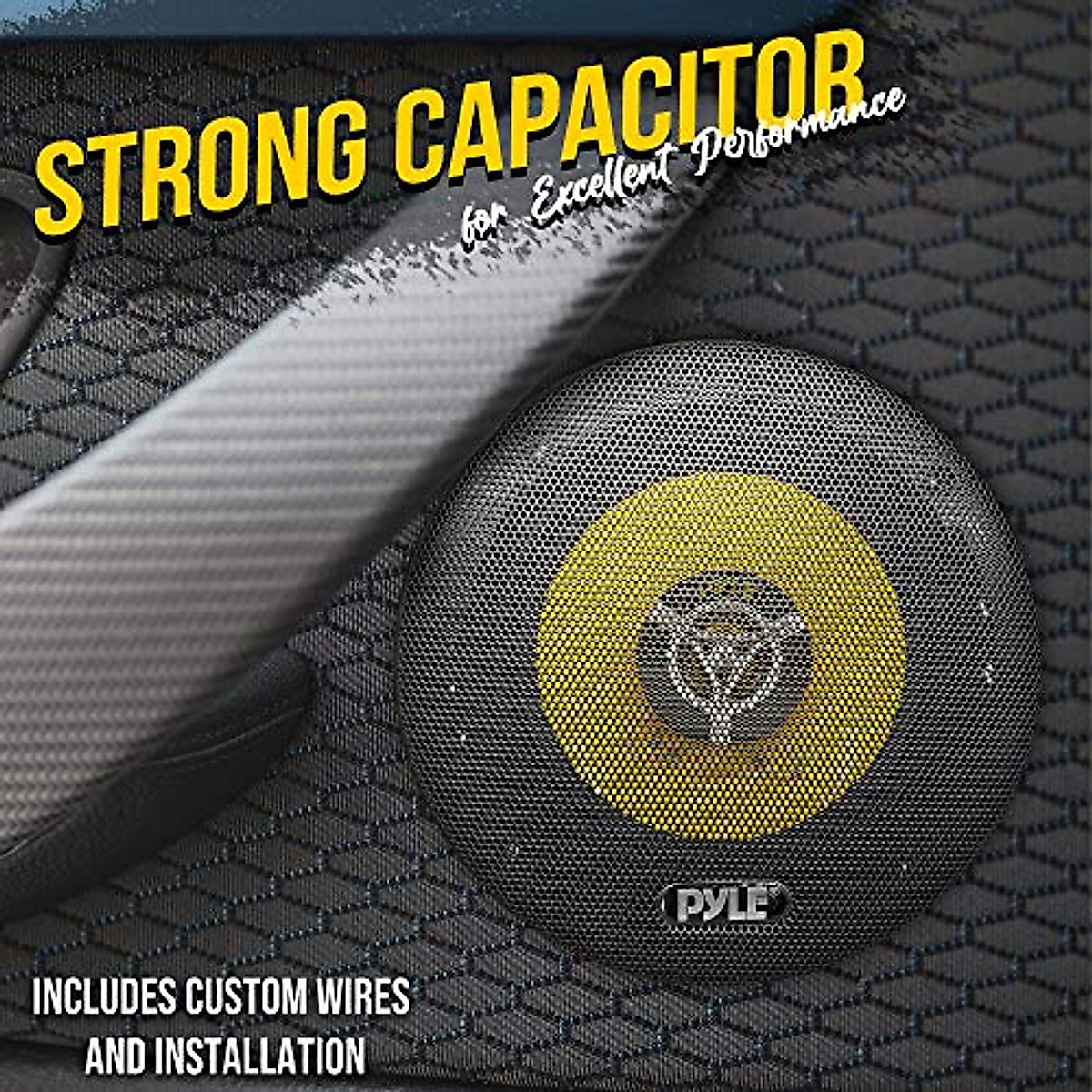 Pyle Car Two Way Speaker System - Pro 6.5 Inch 240 Watt 4 Ohm Mid Tweeter-Audio Sound Speakers For Car Stereo w/ 30 Oz Magnet Structure, 2.25” Mount Depth Fits Standard OEM -PLG6.2 (Pair) Yellow