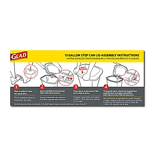 Glad 13 Gallon Trash Can, 2 Pack | Plastic Kitchen Waste Bin with Odor Protection of Lid | Hands Free with Step On Foot Pedal and Garbage Bag Rings, Black, 2 Count