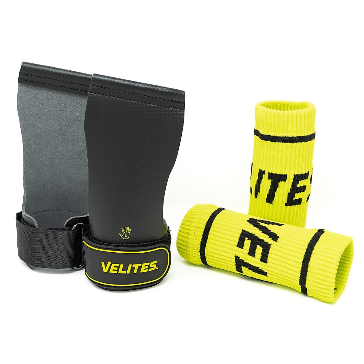 Velites Professional Athlete Hand Grips for Crosstraining or High-Intensity Training | QUAD CARBON Hand Grips for Men and Women Athletes (Large)