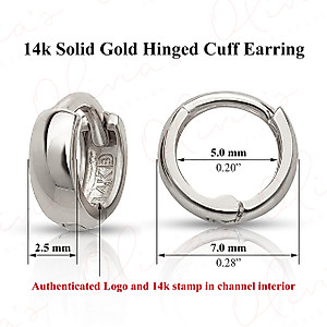 14k White Gold Cuff Earrings 7.0x2.5mm