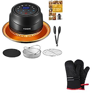 Air Fryer Lid for Instant Pot 6Qt/8Qt, 7 in 1 with LED Touchscreen and Oven Mitts, Heat Resistant Kitchen Oven Gloves 572°F, Non-Slip Silicone Surface