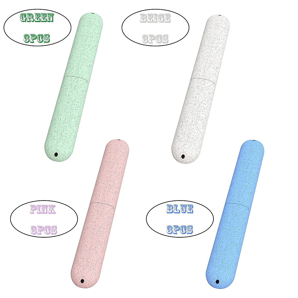 MANSHU 12 Pack Travel Toothbrush Case, Plastic Portable Toothbrush Holder for Traveling, Camping, Business, Home, School.