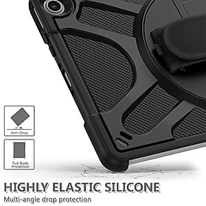 GooodiDEAR for Amazon Fire Max 11 Case (13th Gen 2023), Rugged Multi-Angle Kickstand, Heavy Duty Shockproof TPU Protection, Adjustable Hand Strap, Stylus Holder, Shoulder Strap, Elastic Band - Black