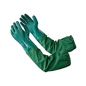 PACIFIC PPE 26" Rubber Gloves, Chemical Resistant Gloves PVC Reusable, Heavy Duty Waterproof Gloves with Cotton Liner, Anti-skid, Acid-alkali and Oil, Large
