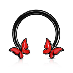 Jewseen Septum Ring Horseshoe Hoop Earring Cartilage Earring Hoop 16G Nose Ring Hoop Butterfly Captive Bead Rings Tragus Daith Rook Helix Piercing Body Jewelry