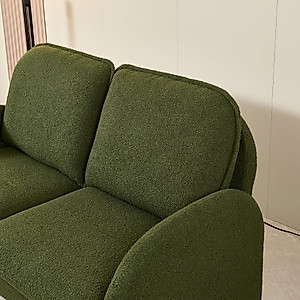 VnndeNest 59" Loveseat Sofa, Lambswool Sherpa Fabric Mid Century Modern Sofa, Upholstered Comfy Small Couches with Cushions & Armrest, 2 Seater Small Sofa for Small Spaces, Living Room, Bedroom, Green