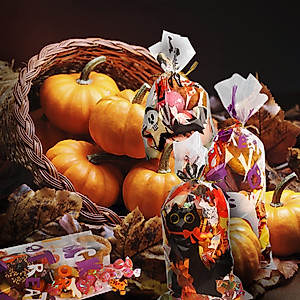 KIMOBER 160PCS Halloween Candy Treat Bags,Cellophane Goodies Bags with Twist Ties for Halloween Party Favor Supplies