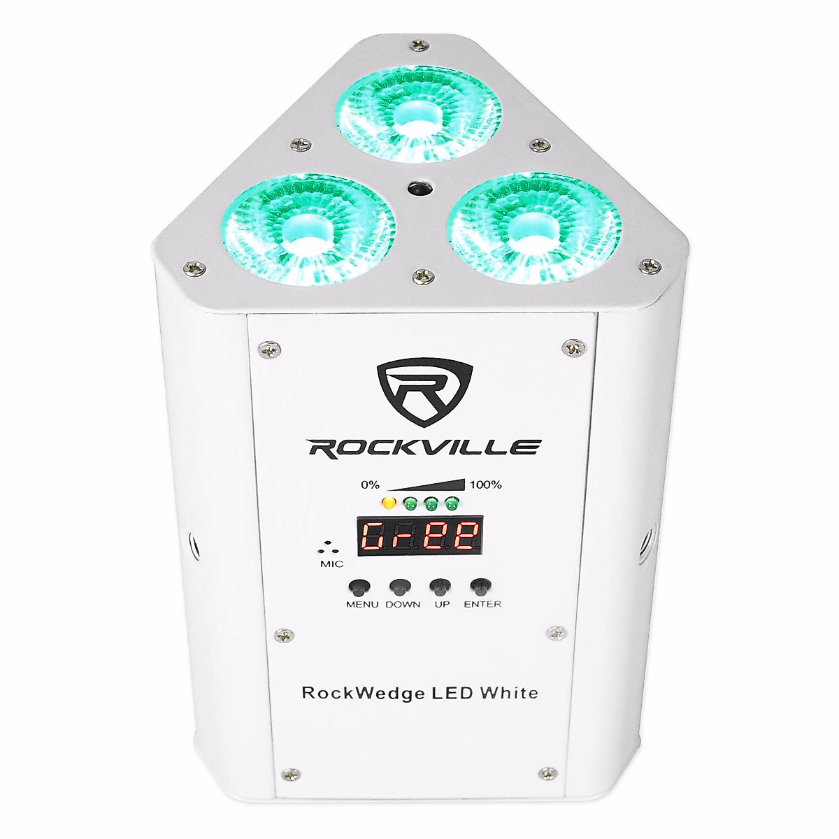 2 Rockville RockWedge LED RGBWA+UV Rechargeable Wireless DMX White Par Up-Lights