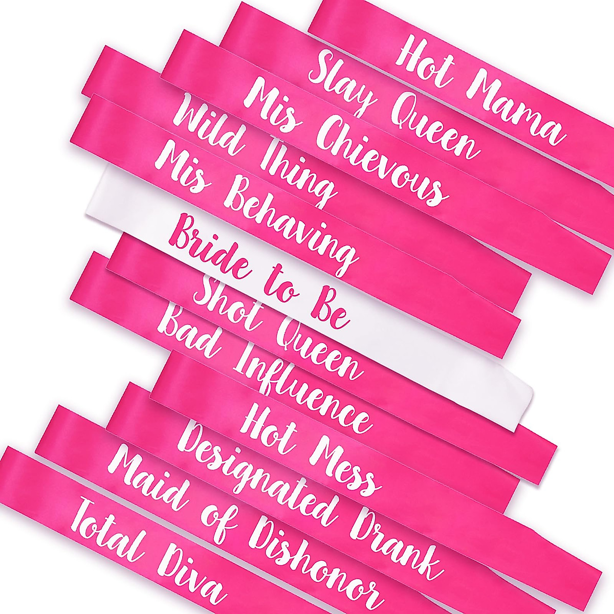 12Pcs Bachelorette Sashes Hot Pink, Bride to Be Team Bride Sash Maid of Honor Bridesmaid Sash for Bridal Shower Hen Party Wedding Party