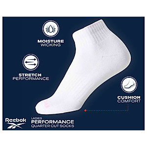 Reebok Women's Socks - 12 Pack Athletic Quarter Crew Socks, Size 4-10, Black