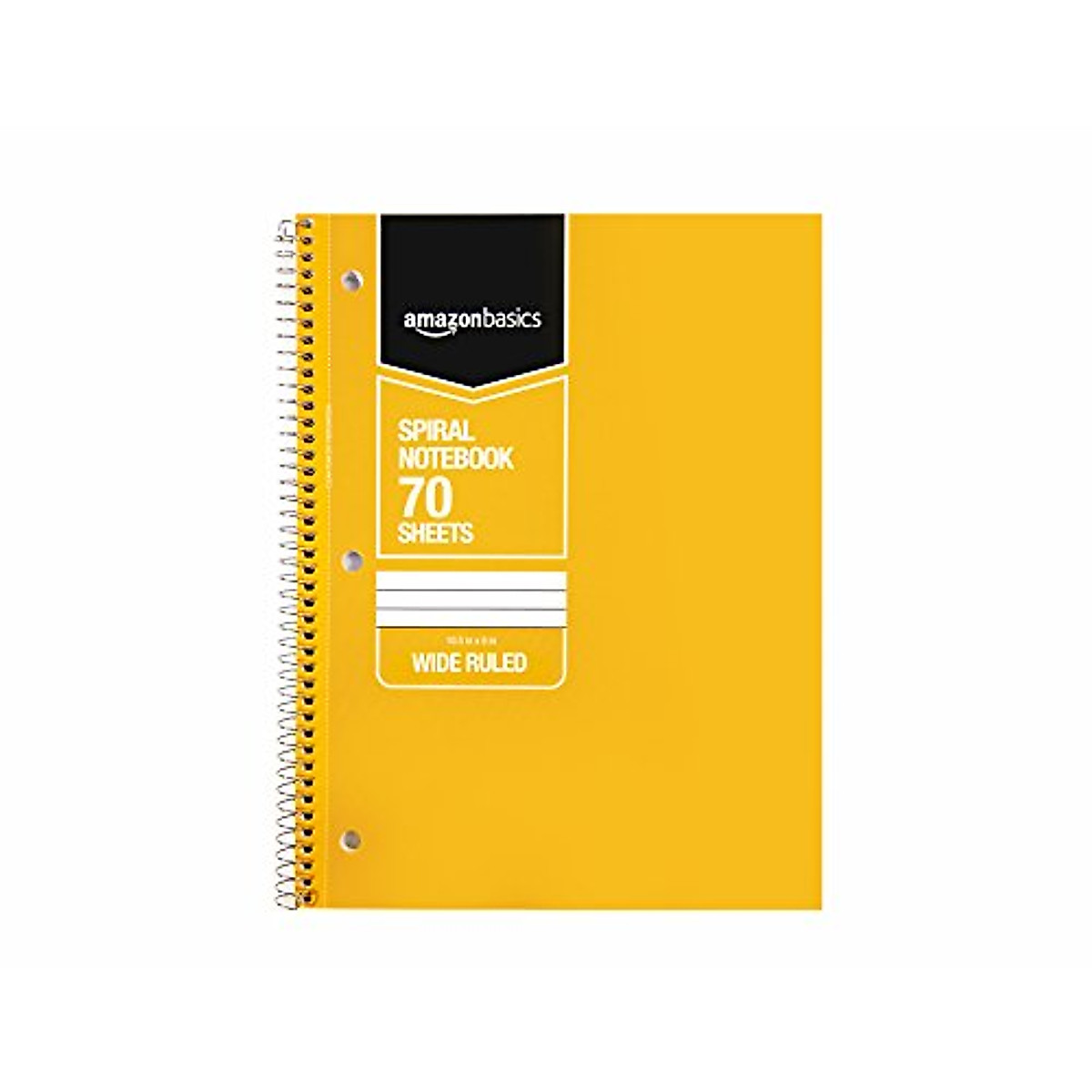 Amazon Basics Wide Ruled Wirebound Spiral Notebook, 70-Sheet, 5 Pack, Multicolor