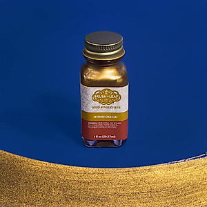 AMACO Brush N Leaf - Gold Leaf 1oz Bottle - Liquid Gold Leaf Paint for Metal Wood Ceramic and More - Interior Liquid Leaf Paint for Objects and Furniture
