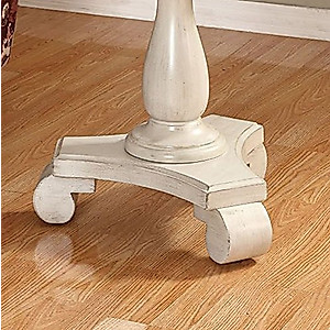 Roundhill Furniture Rene Round Wood Pedestal Side Table, Single, Antique White