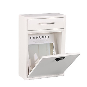 xydled Wall-Mount Mailbox with Combination Lock, High Security Durable Drop Box, Hanging Secured Postbox, Rust-Proof, Letter Deposit Payment, White,XL Large