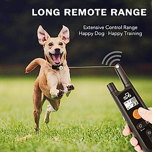 Rechargeable Dog Training Collar with Beep, Vibration and Shock Training Modes, Rainproof, Long Remote Range, Adjustable Shock Levels Shock Collars for Dogs with Remote