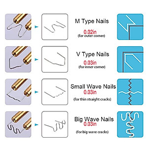 Kingsea 800PCS Hot Staples Plastic Repair Kit,Plastic Welding 8 Types Stainless Steel Staples For Plastic Welder Kit Welding Machine Bumper Repair Staples Tool Kit for All Cars