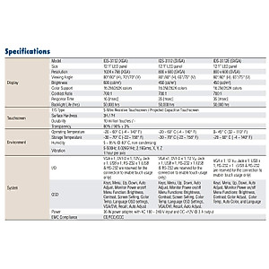 (DMC Taiwan) 12.1 inches SVGA 450 cd/m2 LED Open Frame Monitor with Res. Touch