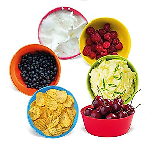 PLASKIDY Kids Plastic Bowls Set of 12 Children Bowl 10 Ounce Microwave Dishwasher Safe BPA Free Non Toxic Toddler Bowls 6 Bright Colors for Cereal, Soup, Snack Great Plastic Bowls for Kids & Toddlers