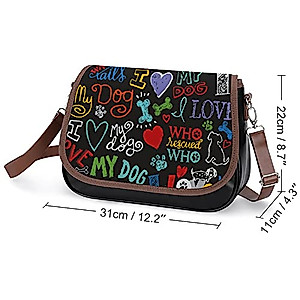 FunnyStar Animal Novelty I Love My Dog Print Ladies Shoulder Bags Crossbody Messenger Bag Cute Handbag PU Leather