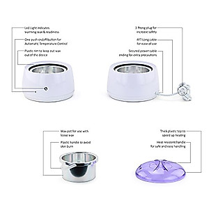 Exuby Wax Warmer Kit for Hair Removal – Includes: 1 Pound Honey Hard Wax, 50 Wax Strips, 10 Wax Sticks, 10 Wax Remover Wipes - Automatic Temperature Control(ATC) -Hard Wax Is Better Than Wax Beans