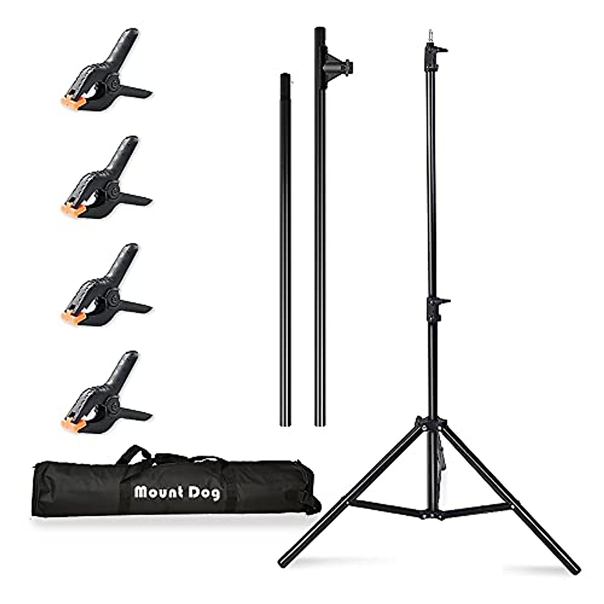 [Upgraded T-Shaped Joint Version] T-Shape Backdrop Stand Kit 6.5x5ft, MOUNTDOG Photo Backdrop Stand Background Support System with 4 Clamps for Photography Video Studio (Backdrop NOT Included)