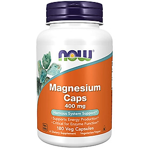 NOW Magnesium 400mg, 180 Veg Capsules